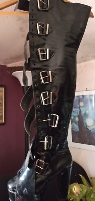 Original 90s Pennangalan Patent Leather Thigh High Platform Boots UK8/9 ...