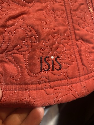 Isis Women's Red Embroidered Flowers Swirls Quilted Full Zip Vest Sz 14 ...