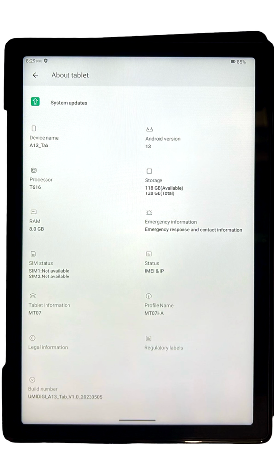 UMIDIGI A13 Tab 10.5" FHD Wi-Fi + Cellular 8GB RAM 128GB (Space Gray ...
