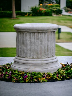 Stone Round Column Garden Pedestal Home Plinth Decor Ornament Solid ...