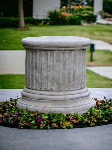 Stone Round Column Garden Pedestal Home Plinth Decor Ornament Solid ...