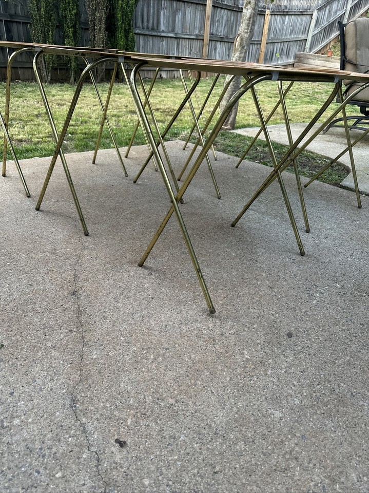 Vintage Set of 6 MCM Floral TV Tray Tables Metal Fruit Basket | eBay
