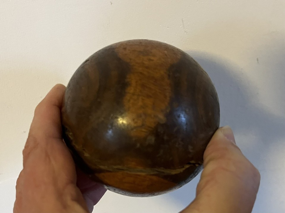 Antique 19th c. English Regency Treen Lignum Vitae Specimen Sphere ...