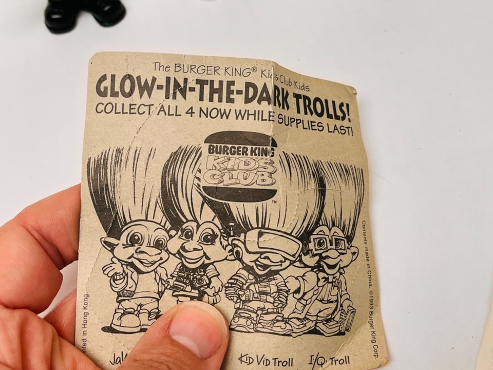 Vintage 1990s Burger King Kids Club Glow in the Dark Troll Doll set of ...