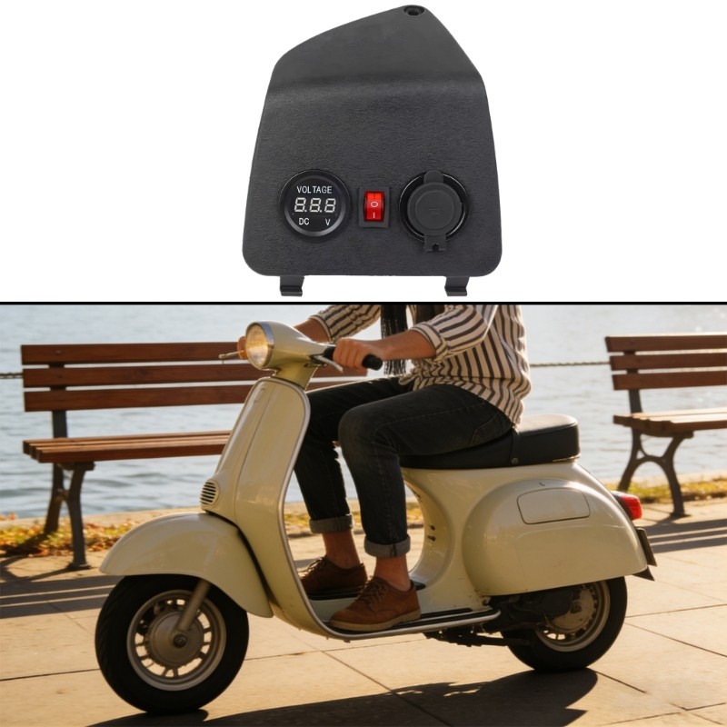 Double Port USB Chargers Voltage Meter Adapter for Motorcycles Plug and ...