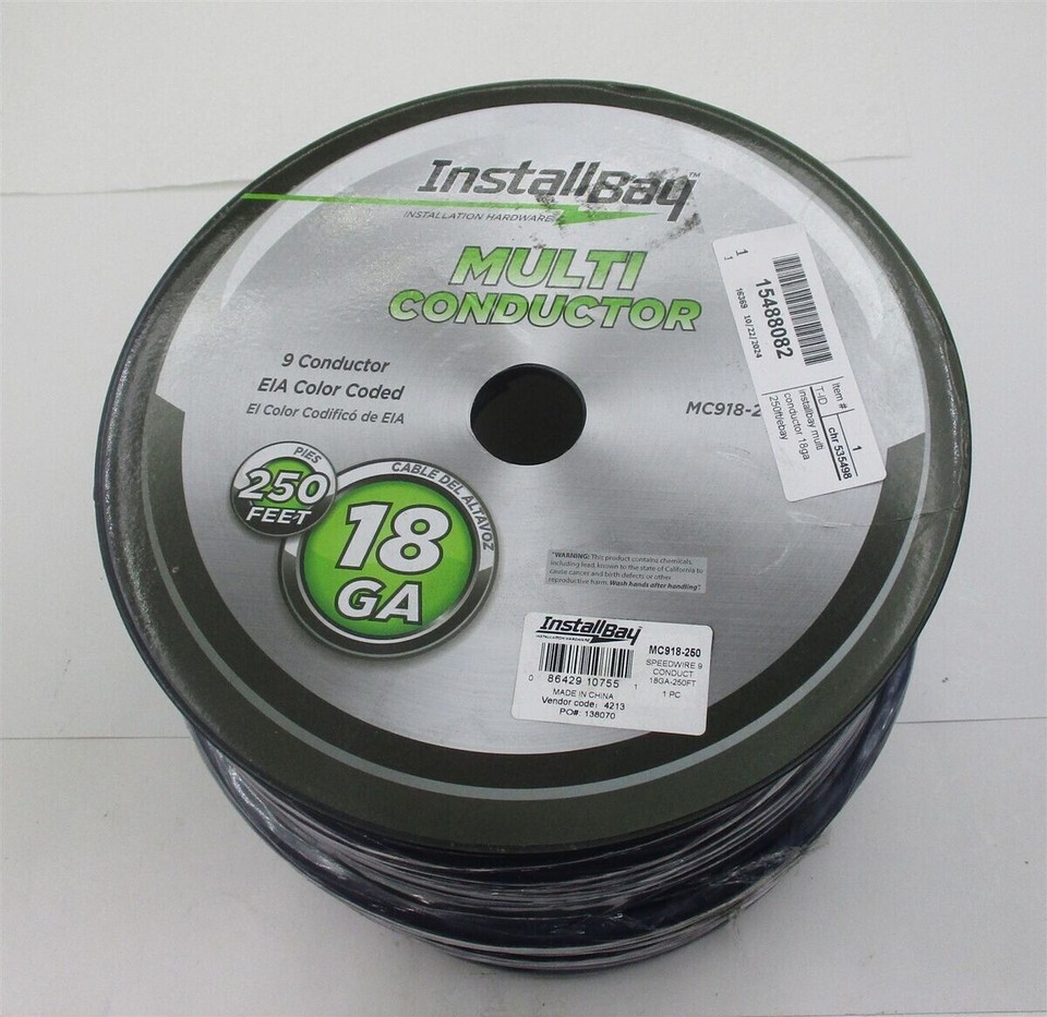 INSTALL BAY MC918-250 / ALL COPPER OFC 18 GA 9-CONDUCTOR SPEED WIRE ( 9 ...