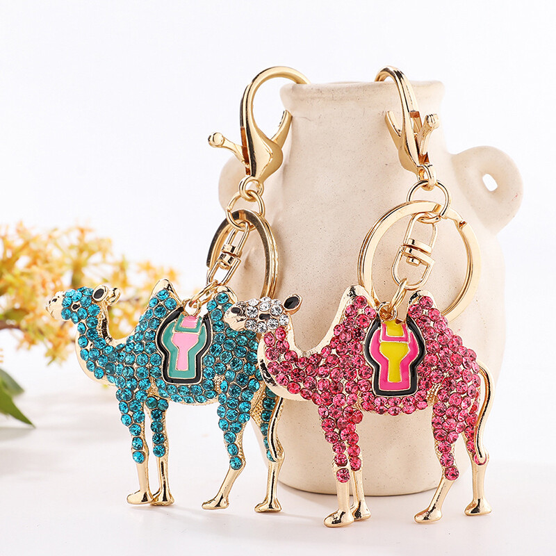 Diamond Inlaid Creative Cute Animals Alloy Keychain Cartoon Camel Car ...