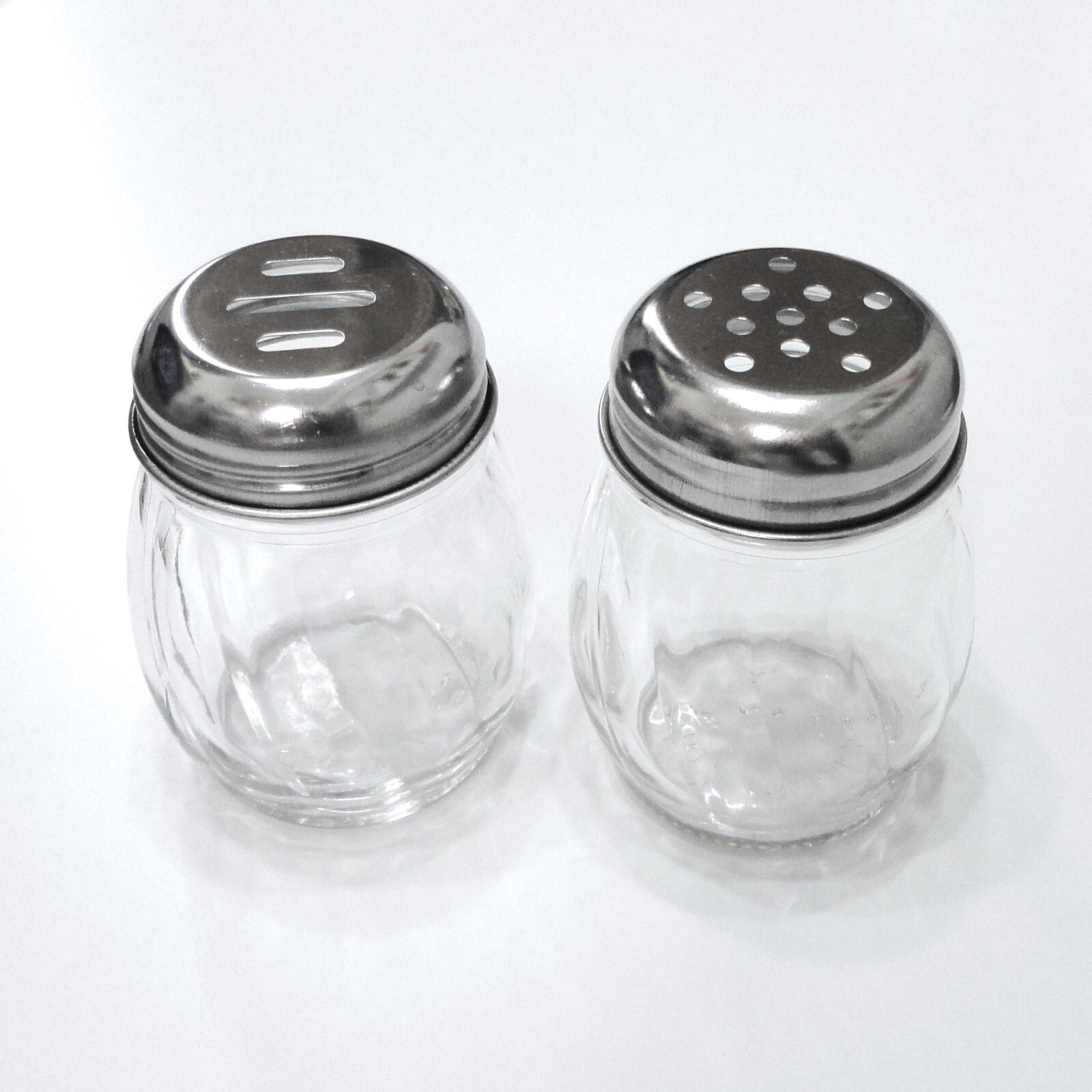 (2) 6 oz Glass Shakers/Stainless Steel Caps - Parmesan Cheese Spices ...