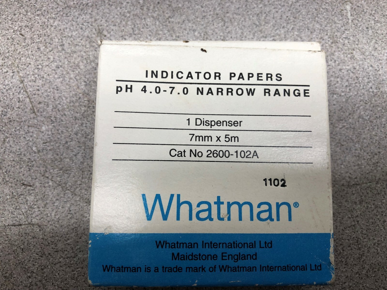 NEW IN BOX WHATMAN NARROW RANGE PH INDICATOR PAPER 4.0-7.0 RANGE 7MMX5M ...