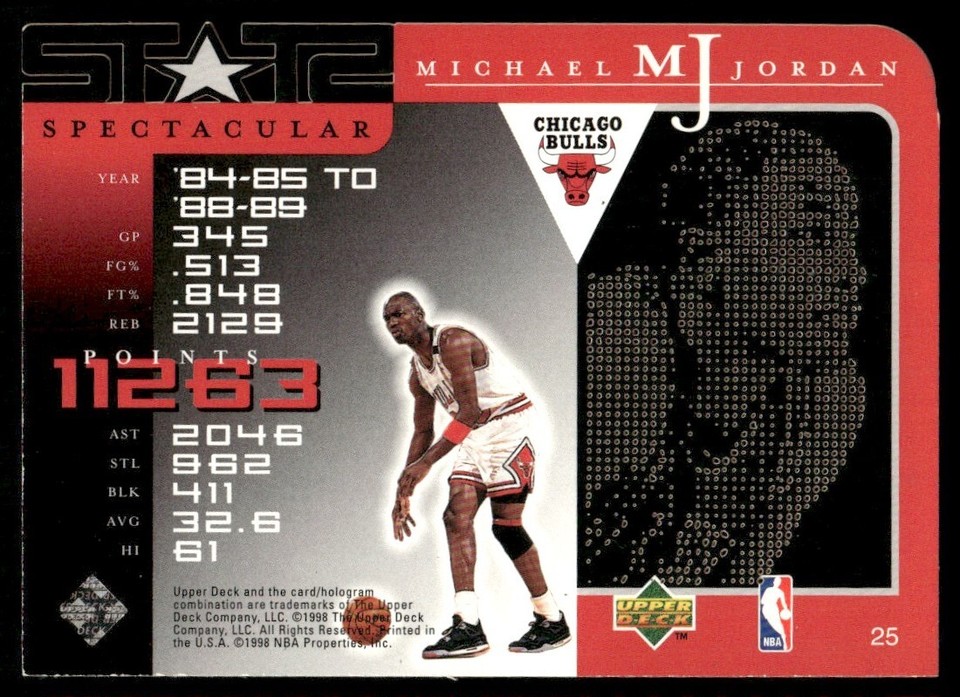 Michael Jordan/Spectacular Stats 88-89 Chicago Bulls #25 1998-99 ...
