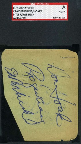 Doak Hoak Jake Pitler Etc Sgc Autograph Album Page Authentic Hand ...