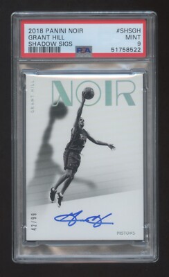 POP 1 PSA 9 GRANT HILL 2018 PANINI NOIR AUTOGRAPH AUTO SP #ED 42/99 HOF ...