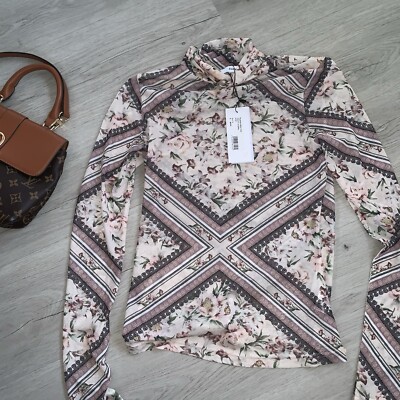 Sheike AU 6 XS Long Sleeve Mesh High Neck Floral Print Top BNWT RRP $89 ...