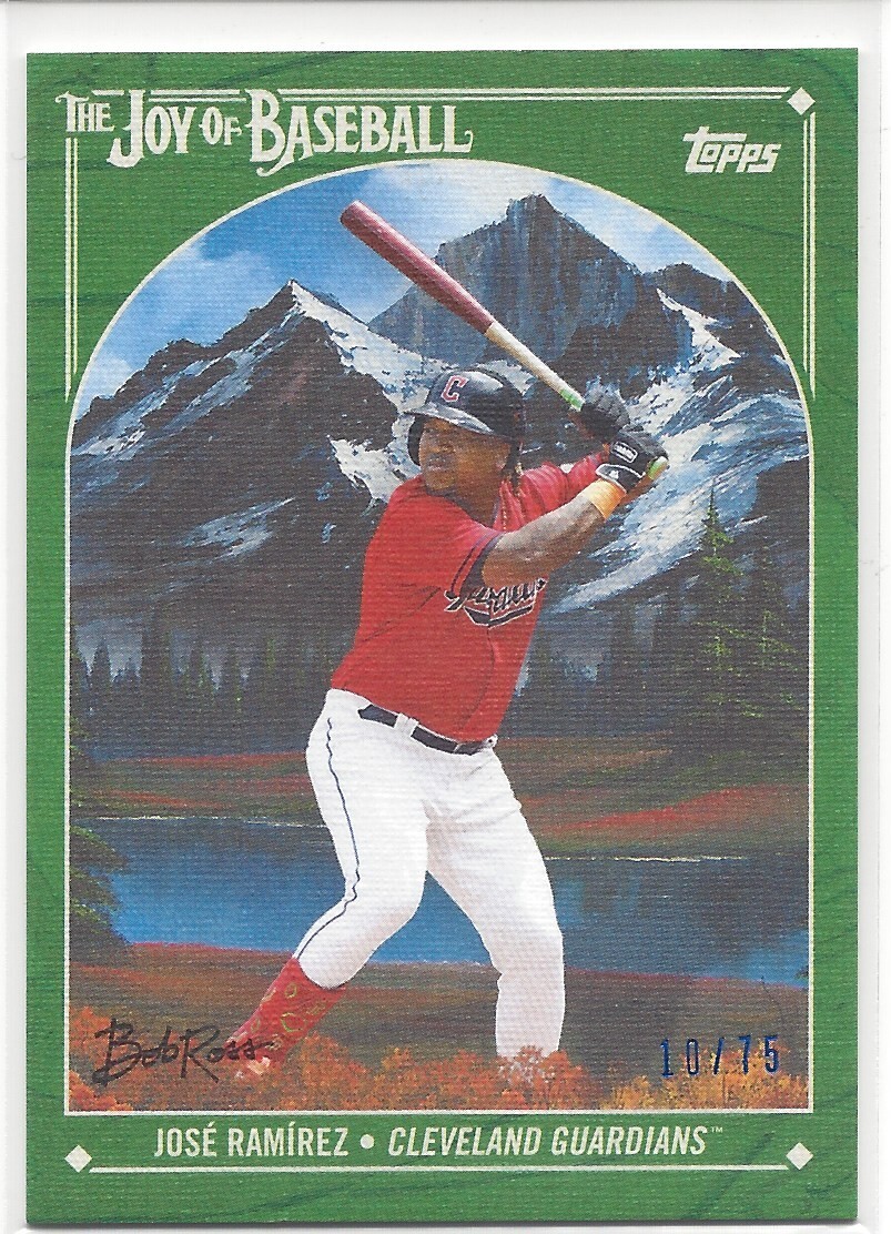 (0439) JOSE RAMIREZ #/75 2023 TOPPS X BOB ROSS THE JOY OF BASEBALL #18 ...