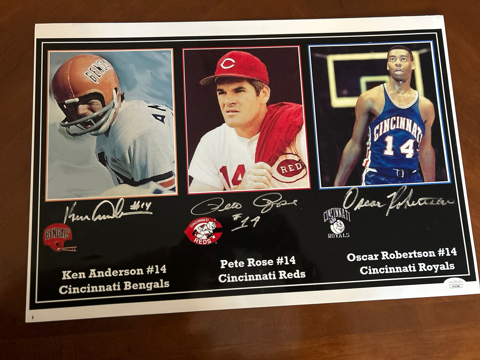 OSCAR ROBERTSON Pete Rose Ken Anderson SIGNED JSA Cinti Reds Bengals ...