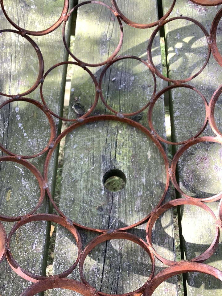 🇬🇧 METAL RUSTY GARDEN MODERN ART DECORATIVE OPEN SPHERE ORNAMENT STEEL ...