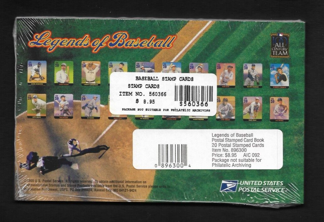 US 2000 20 Postal Cards Legends of Baseball Unopened Original Packaging ...