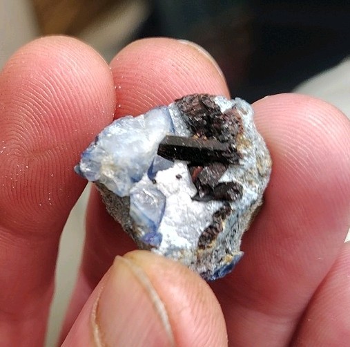 Gem Blue Benitoite With Black Neptunite! Ultra Rare! | eBay