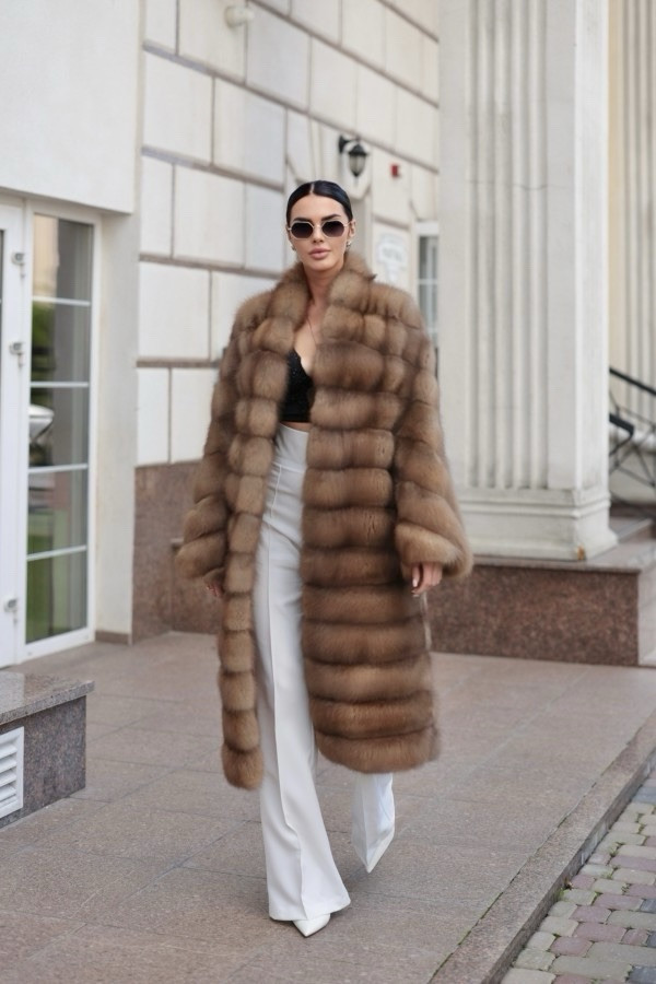LUXURY NATURAL RUSSIAN SABLE FUR COAT WITH SHAWL COLLAR,soft Sable ...