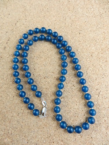 New Peacock Blue Apatite 925 Sterling Silver 18" Round beaded Necklace ...