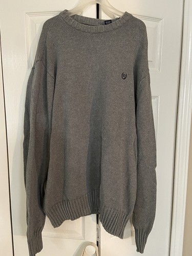 Chaps Ralph Lauren Sz 2XT All Cotton Men's LS Crew Neck Sweater Grey | eBay