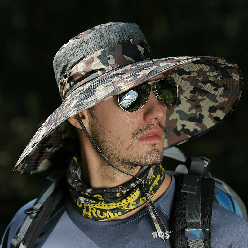Brim Boonie Hat UPF 50+ Mesh Bucket Outdoor Caps Tactical Camo 15CM ...