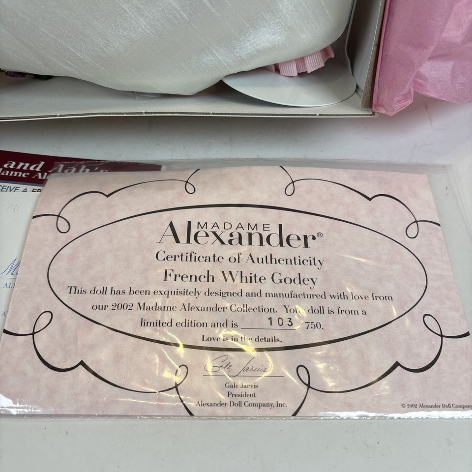 Madame Alexander French White Godey 33560 COA 10” Box, Tags ...