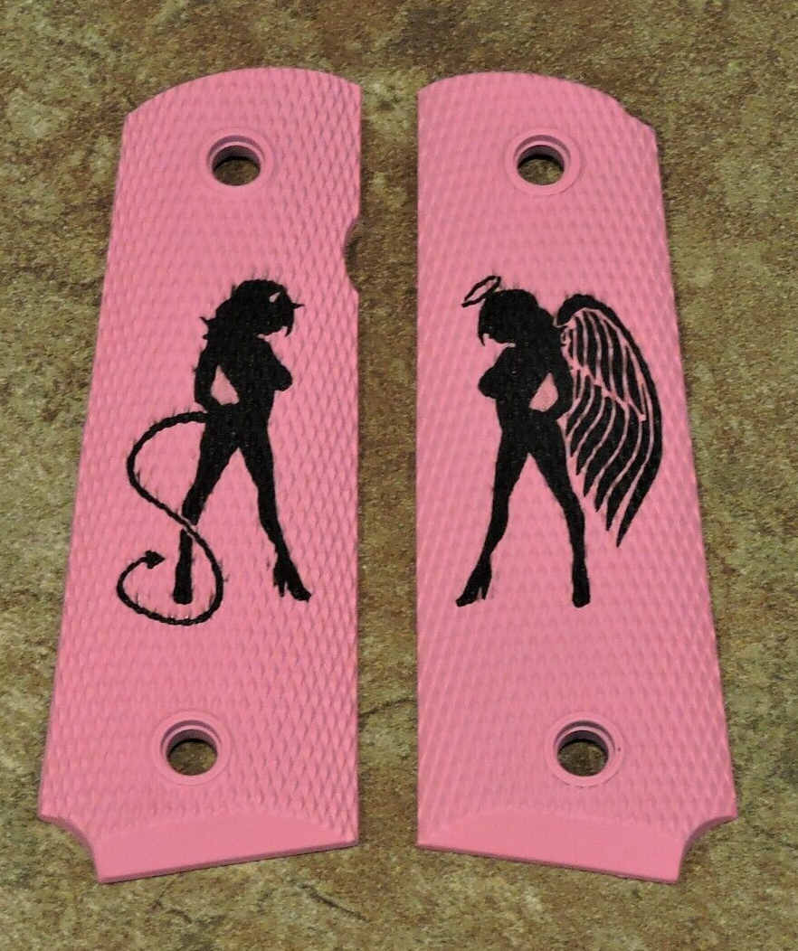 1911 GRIPS - PINK|BLACK - ANGEL SHE DEVIL - , .45, FULL-SIZE, AMBI ...