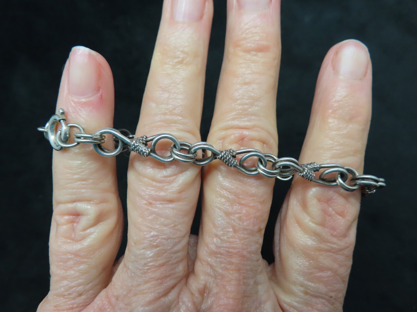 Contemporary Artisan Antiqued Sterling Silver Bracele… - Gem
