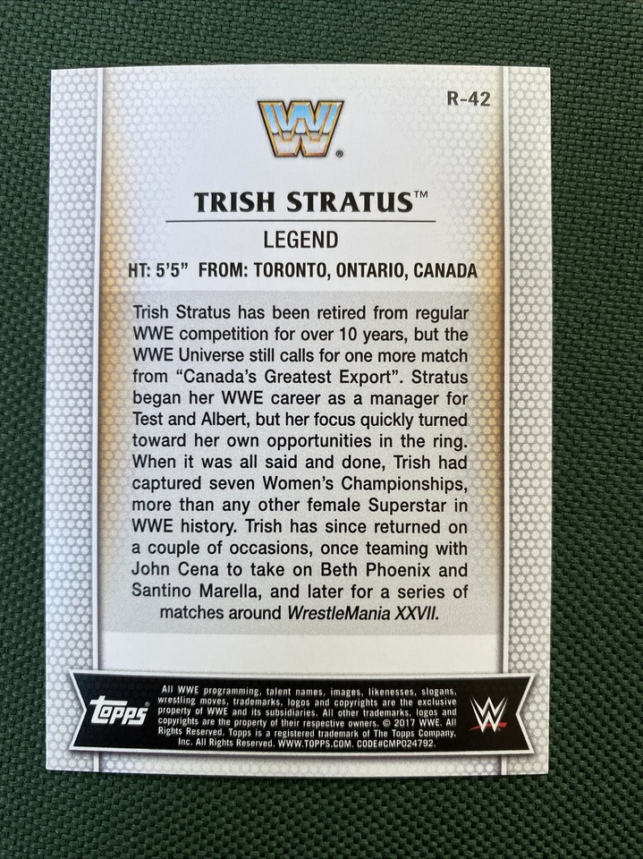 2017 Topps WWE Womens Division Trish Stratus Wrestling Card #R-42 ...