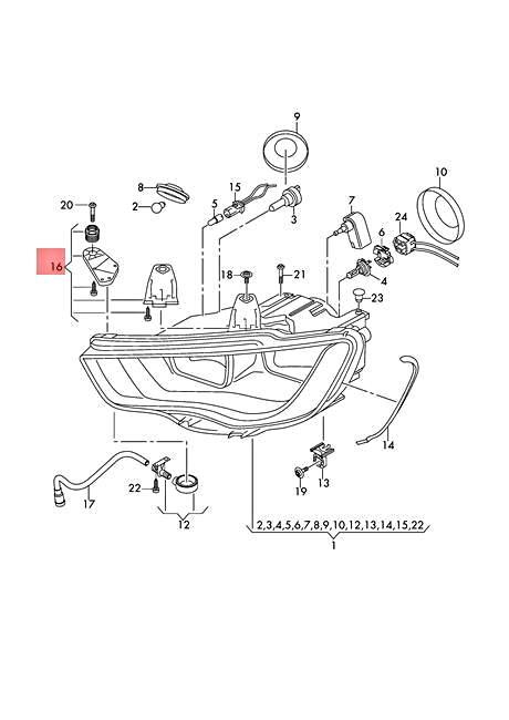 Genuine AUDI A3 Cabriolet headlamp housing repair kit 8V0998121 | eBay