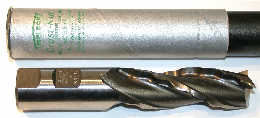 Weldon 1" Diameter 1" Shank 3 Flute Crest-Kut Spiral End Mill KC 32-7C ...
