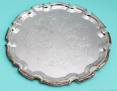 12" Crafton Round Tray Frank Hawker LTD England Silver over Copper | eBay