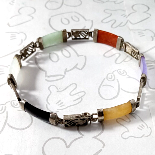 Multicolor Jade Sterling Silver 925 Hummingbird Tennis Segmented Link ...