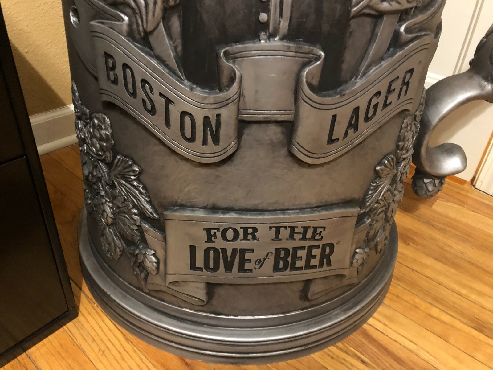 3 FT SAMUEL SAM ADAMS 30TH ANNIVERSARY BEER STEIN LARGE TANKARD PEWTER ...
