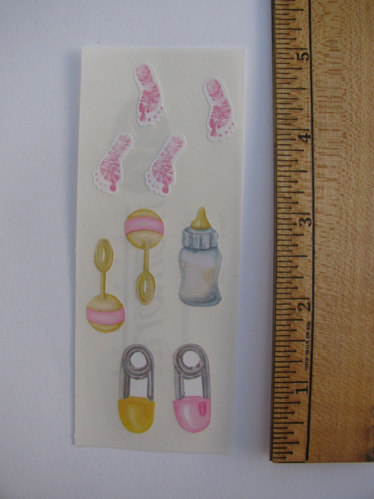 Creative Memories Stickers BABY BOTTLES RATTLES PRINTS SAFETY PINS 2" X ...
