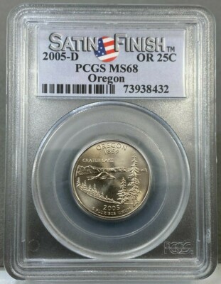 2005-D 25c Washington State Quarter OREGON PCGS MS68 Satin Finish | eBay