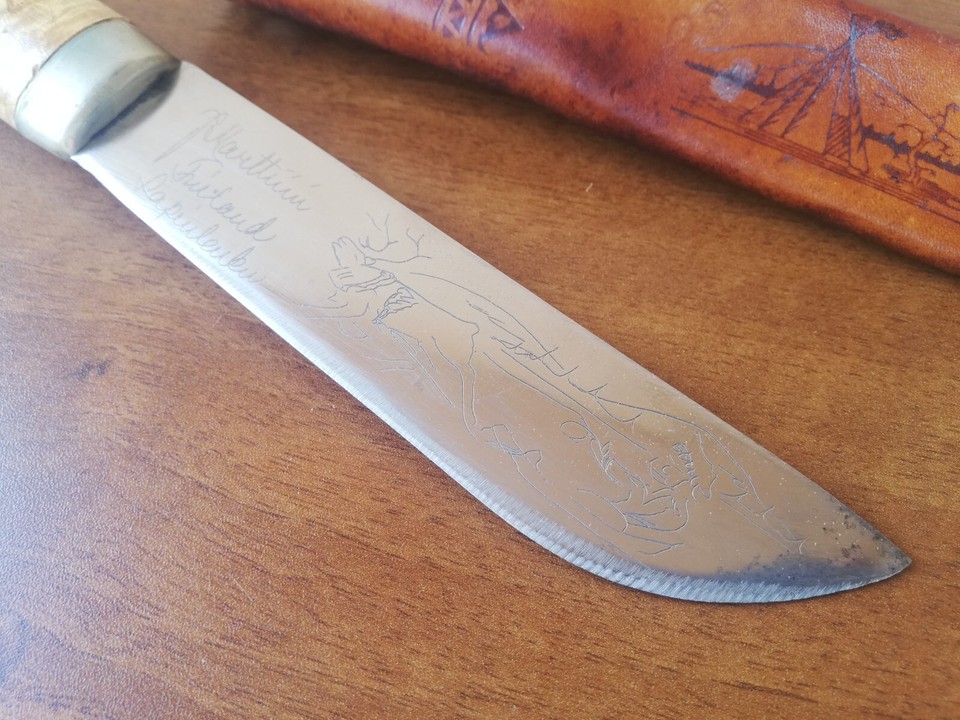 VTG RARE FINLAND FINNISH HUNTING KNIFE PUUKKO MARTTINI LAPINLEUKI ...