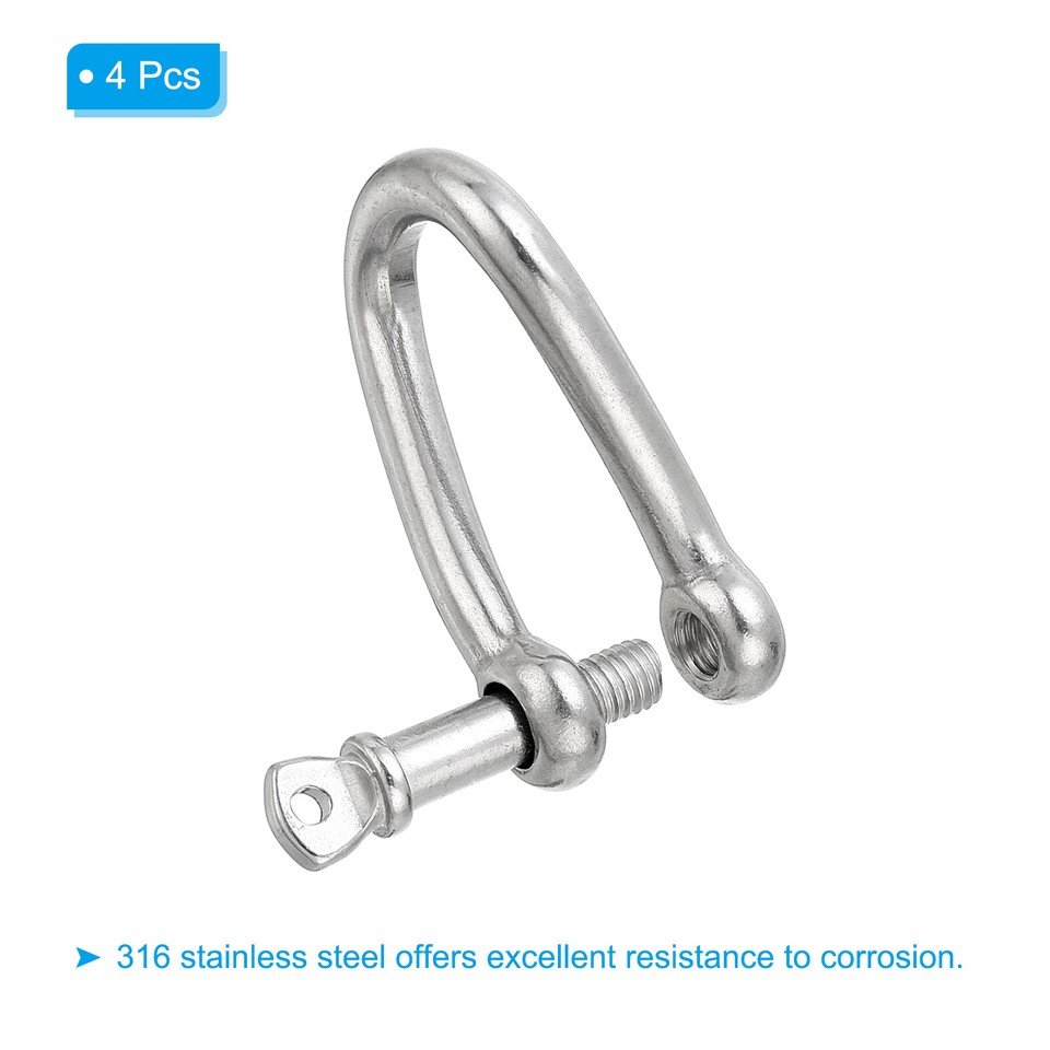 3/16" 5mm Stainless Steel Twist Shackle, 4 Pack Mini Hook Screw Pin ...