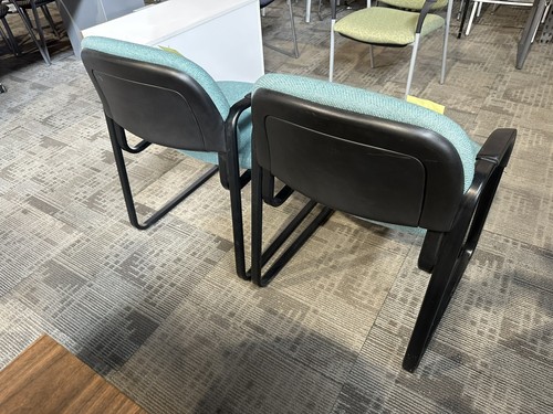 Guest / lobby / side chairs by HON in Teal fabric w/ Black sled base ...