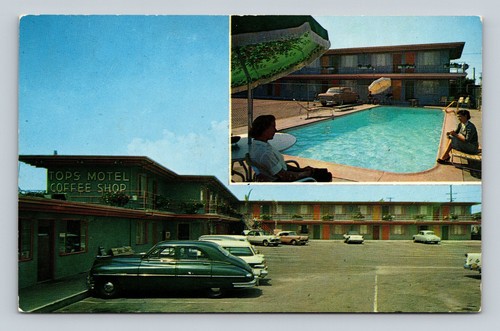 Vintage Tops Motel & Coffee Shop Anaheim CA Postcard 1950s Poolside | eBay