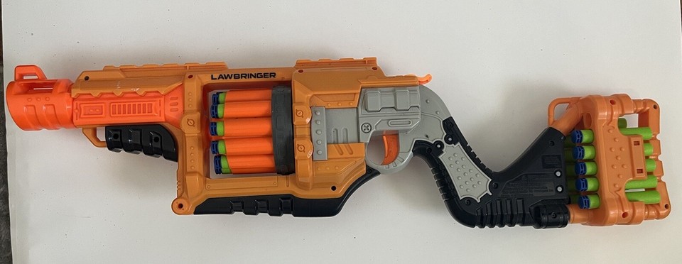 Nerf Hasbro Doomlands 2169 Lawbringer Foam Dart Blaster Toy Gun (AMMO ...