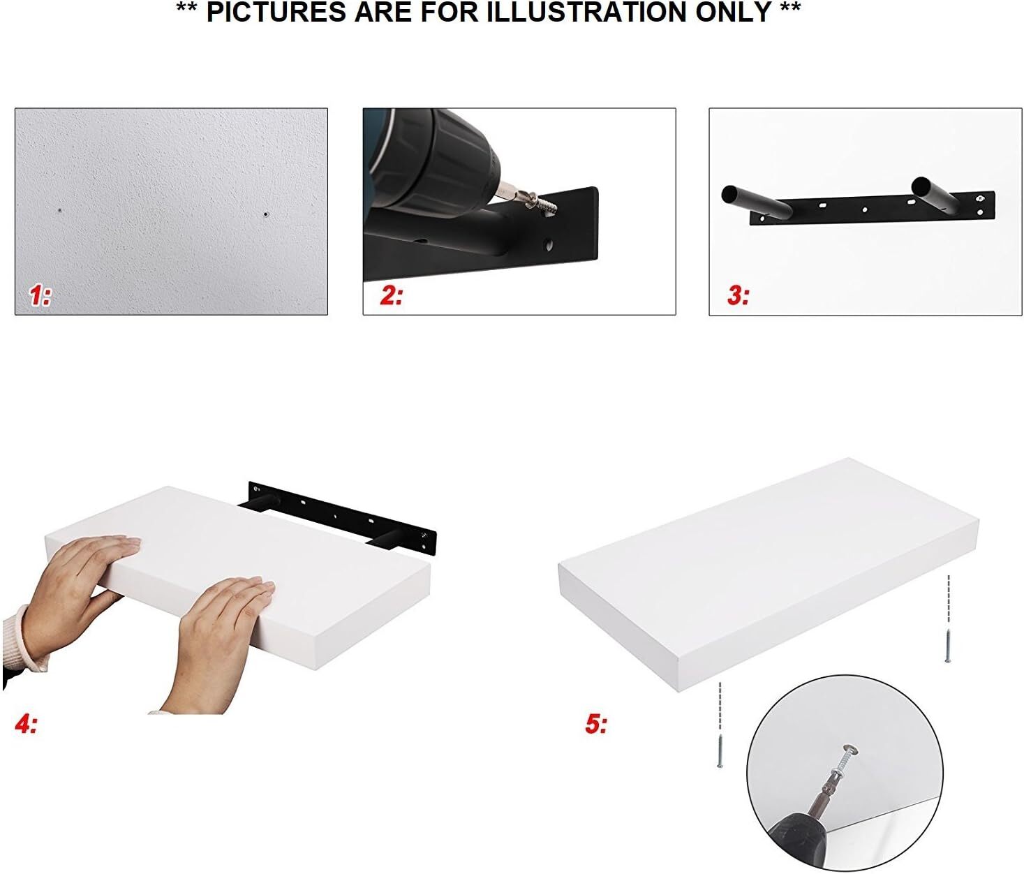 NARROW FLOATING WALL SHELVE SHELF SHELVING KIT RACK DECORATING 4 ...