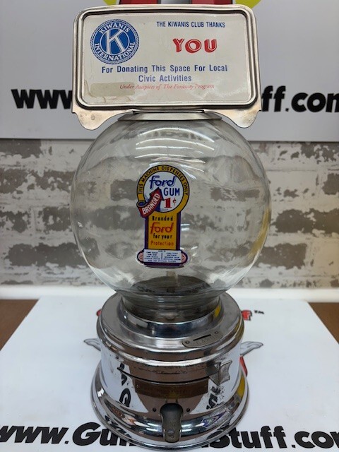 RARE Ford Gum Machine Setup - Brass Lockport Tag Mini Globe Stand ...