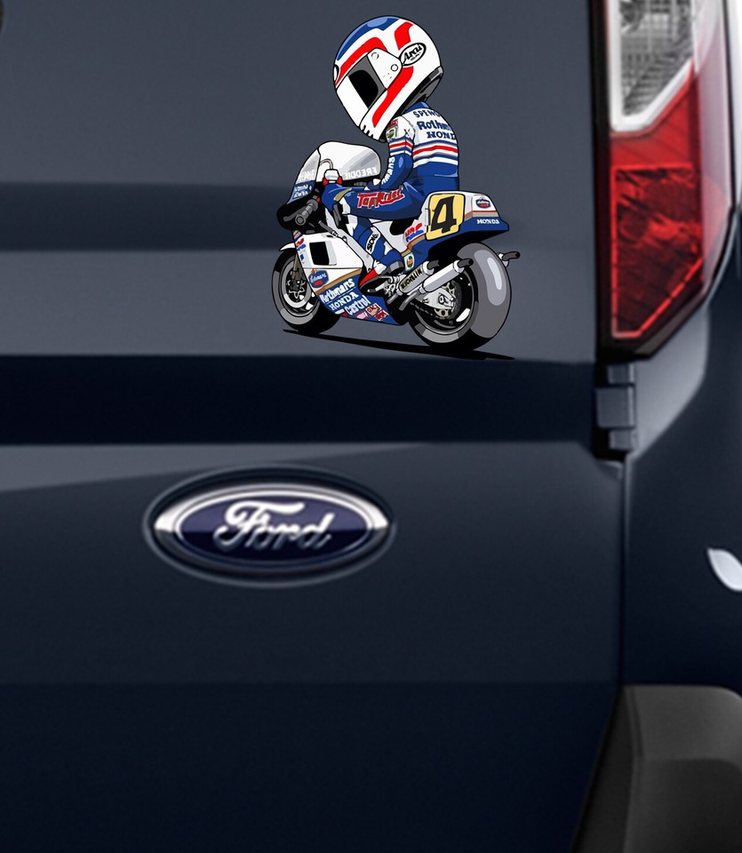 stars of motoGP TT superbike cartoon decals stickers past and present ...