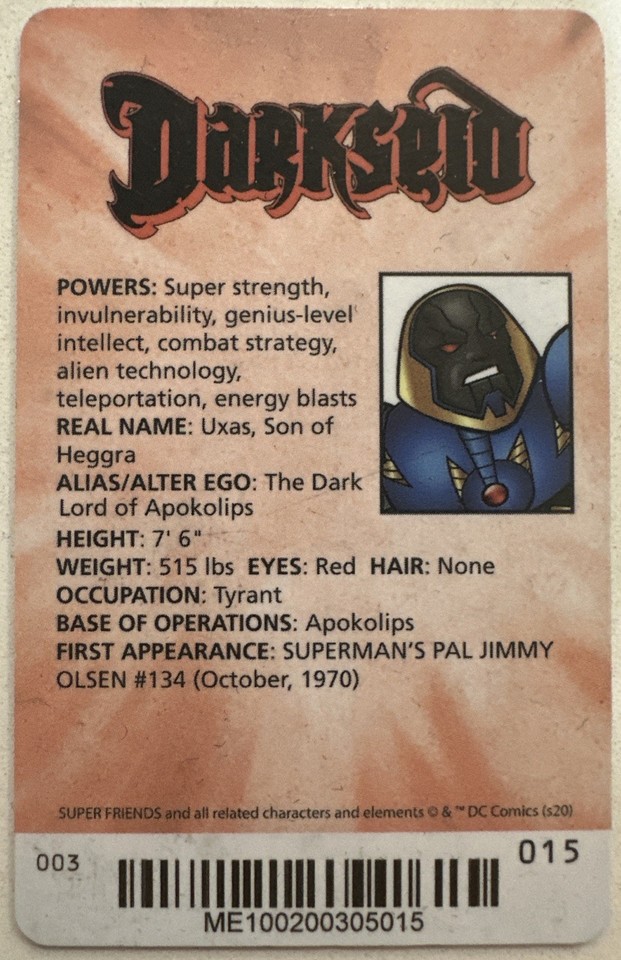 RARE Darkseid Card DC Superheroes Coin Pusher From Main Event ...