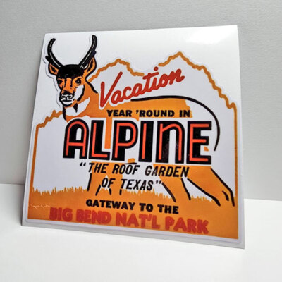 ALPINE TEXAS Vintage Style Travel Decal / Vinyl Sticker, Luggage Label ...