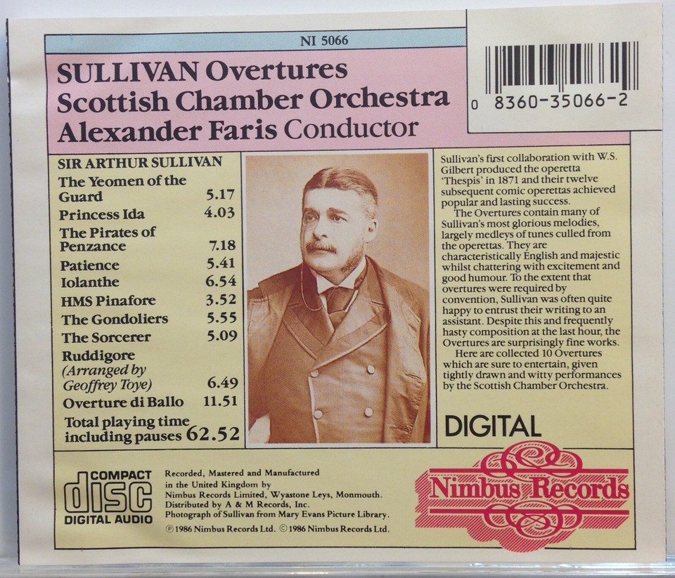 Alexander Faris, Scottish Chamber Orchestra: Sullivan Overtures (CD ...