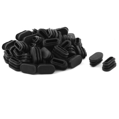 Plastic Oval Shaped Tube Pipe Inserts End Caps Covers Black 30 x 15mm ...