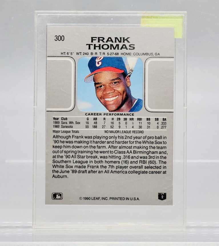 1990 Leaf #300 Frank Thomas Rookie Card RC Chicago White Sox NM Vintage ...
